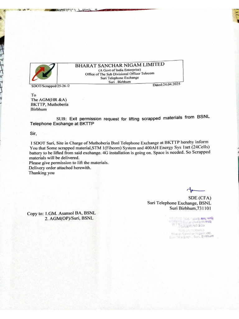 Exit Permission Letter | PDF