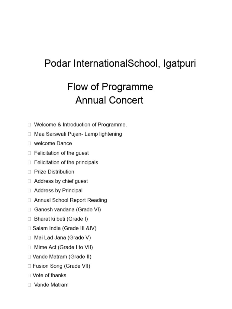Annual Day Flow of Programme | PDF