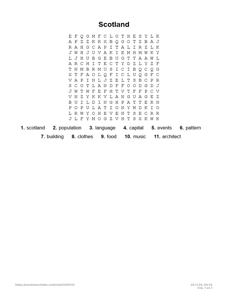 Scotland - Word Search Labs | PDF