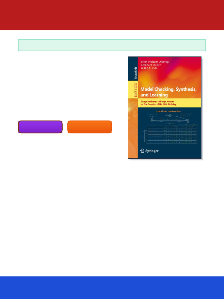 Model Checking Synthesis and Learning Essays Dedicated to Bengt Jonsson ...