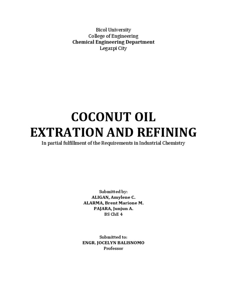 Coconut Oil Production &refining | PDF | Coconut Oil | Fermentation