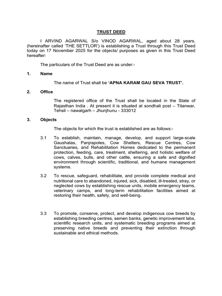 Trust Deed Final | PDF | Agriculture | Board Of Directors
