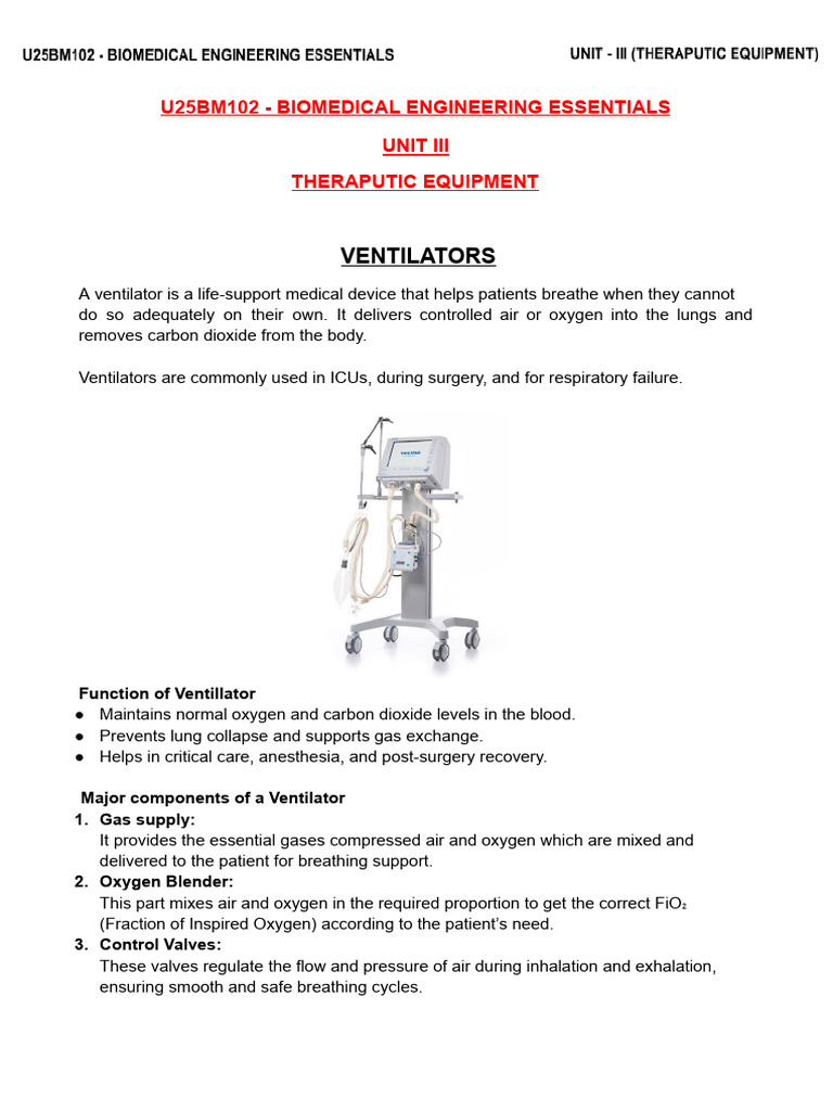 Unit-3 (U25BM102) | PDF | Breathing | Heart