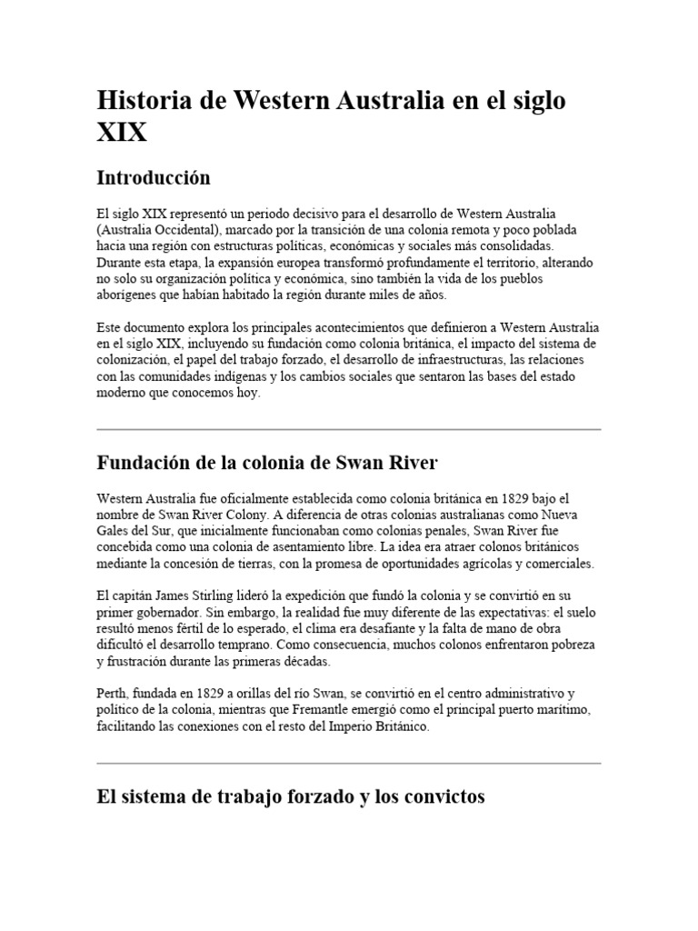 Historia WA 1900 | PDF | Australia | Colonialismo