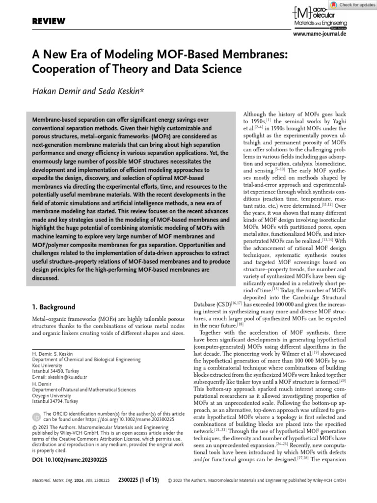 A New Era of Modeling MOF Based Membranes Cooperation of Theory and ...