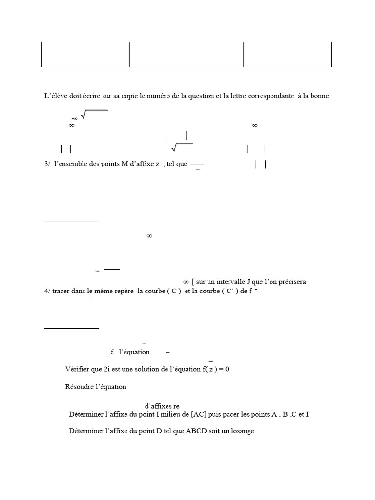 Devoir de contrôle en mathématiques 4e | PDF