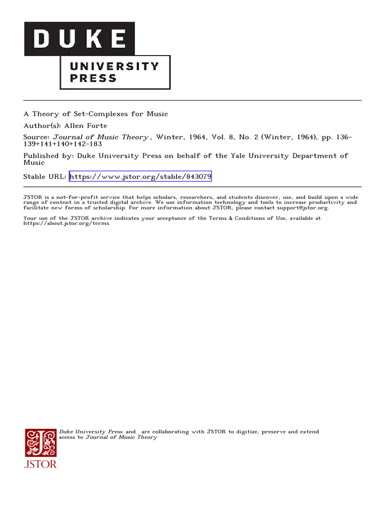 Set-Complex Theory in Music Analysis | PDF | Music Theory | Mathematics