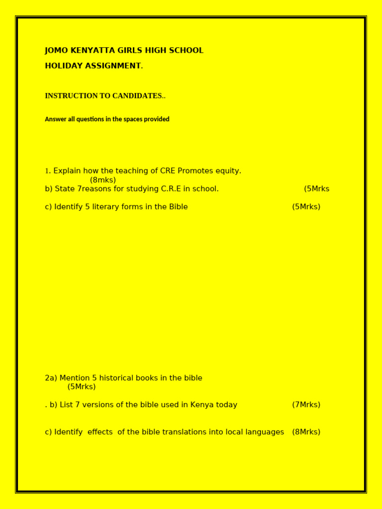 Cre f3 Dec Holiday Assignment | PDF