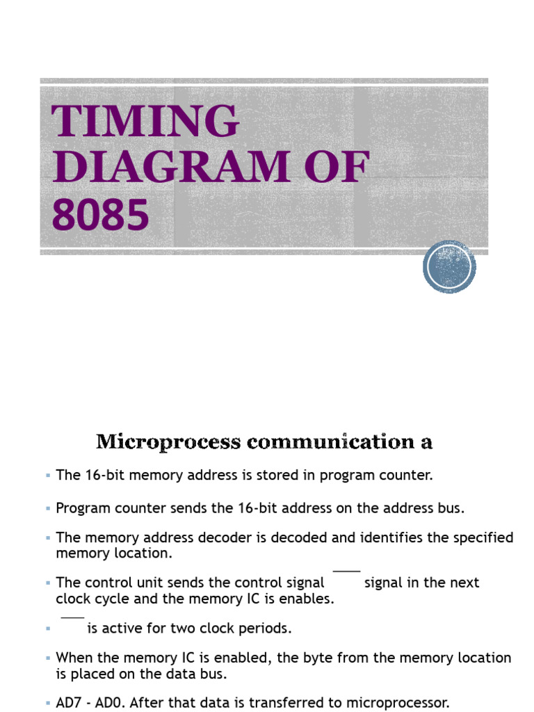 Timing Diagram of 8085 | PDF | Central Processing Unit | Input/Output