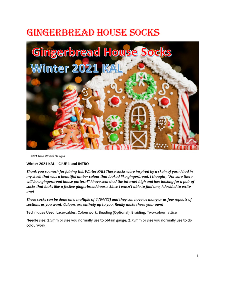 Gingerbread House Socks Pattern | PDF | Knitting | Yarn