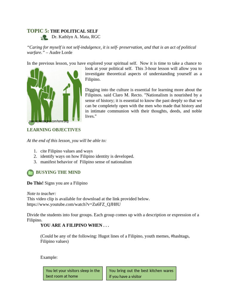 Understanding Filipino Identity and Values | PDF | Self | Philippines