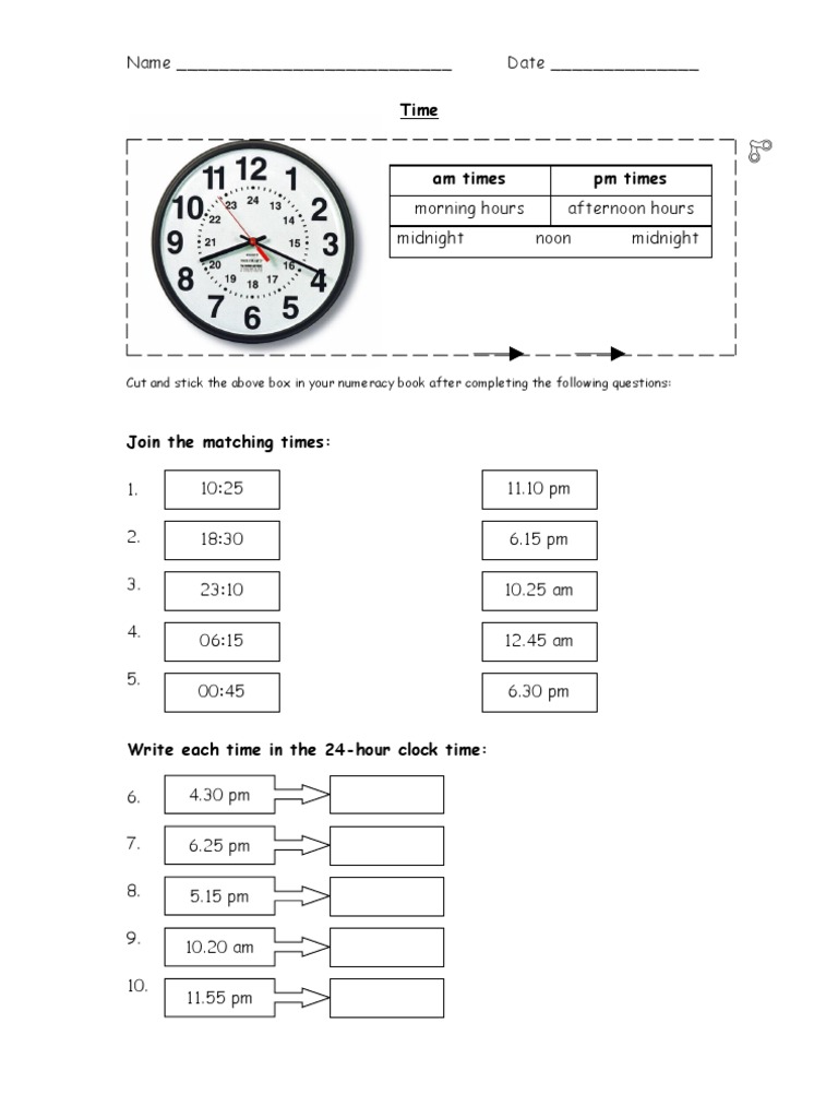 24hr Clock Times | PDF