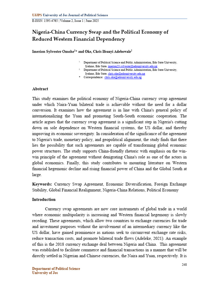 Nigeri-China Currency Swap | PDF | Renminbi | Exchange Rate