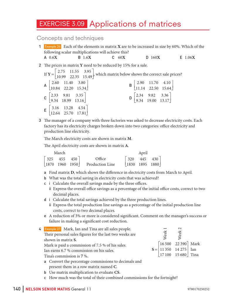 Matrix Applications and Exercises Guide | PDF | Matrix (Mathematics ...