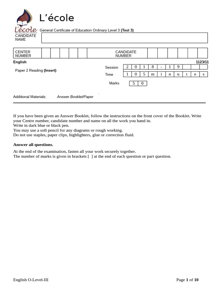 English P-2 T 3 | PDF