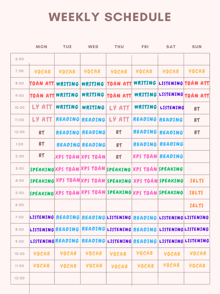 Minimal Weekly Schedule Planner | PDF