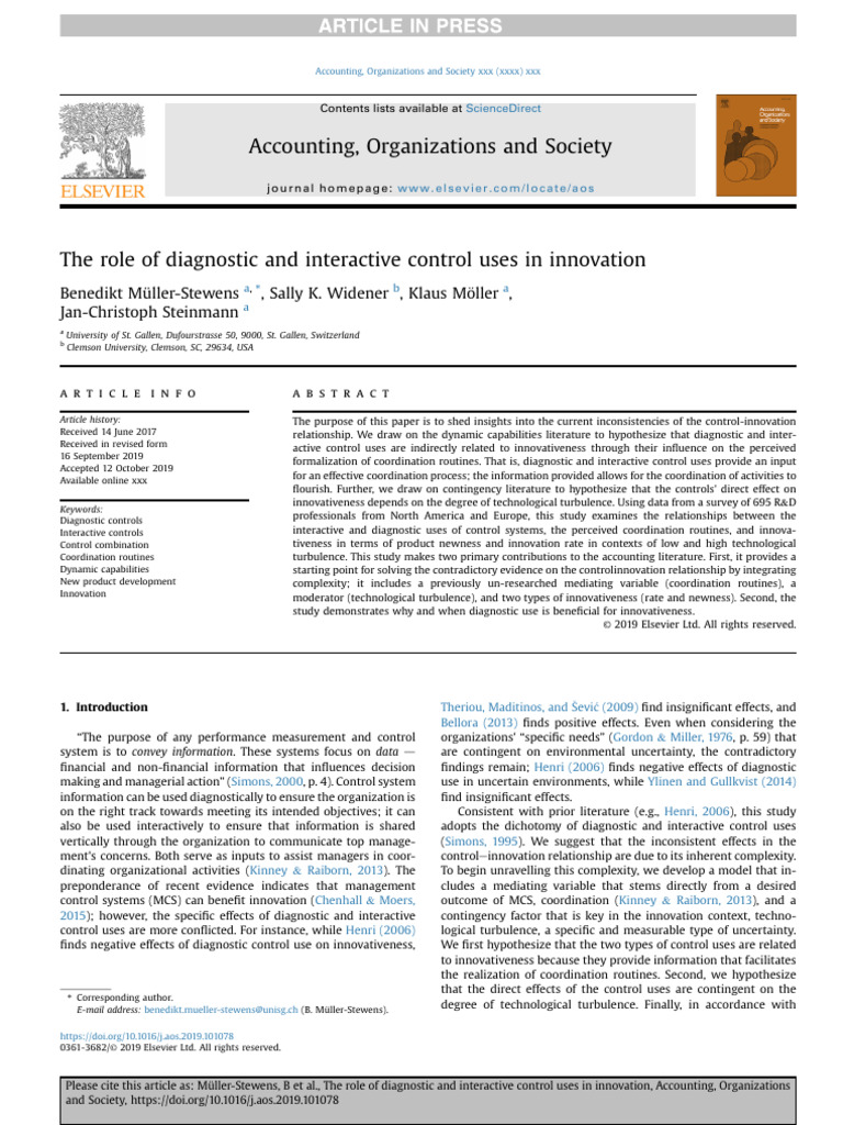 Muller-Stewens Et Al. (2020) - The Role of Diagnostic and Interactive ...