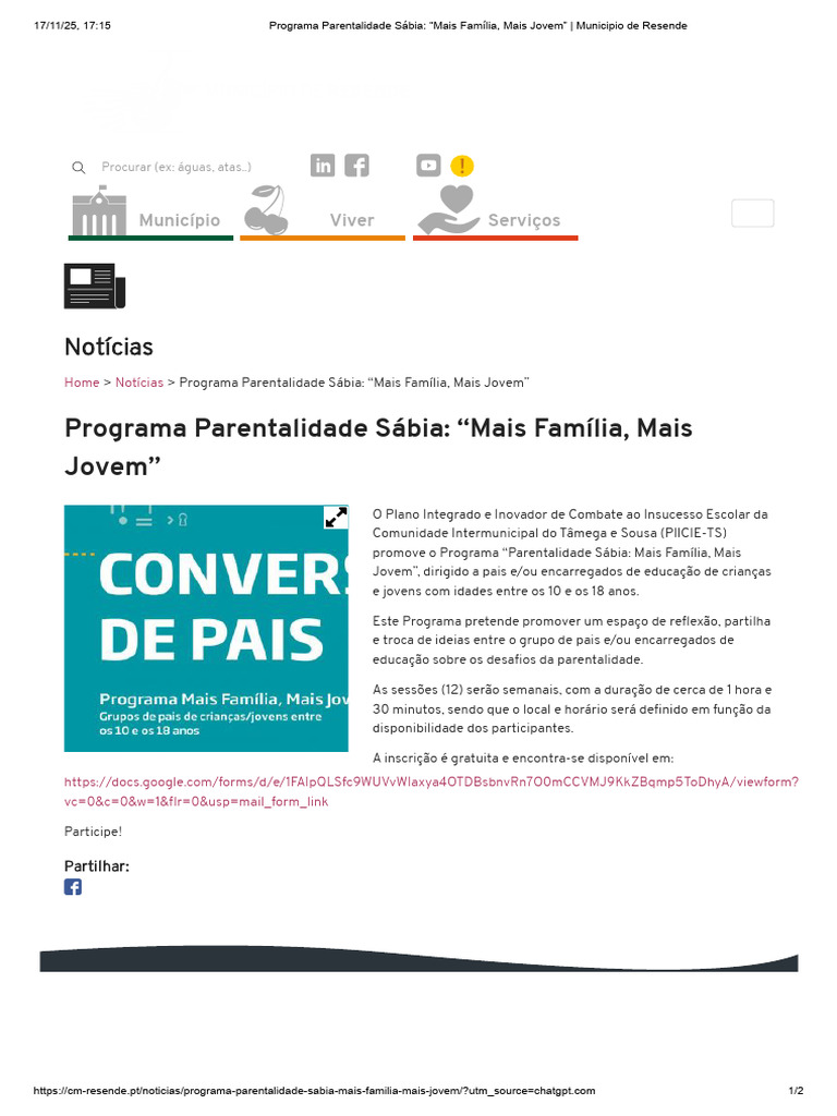 Programa Parentalidade Sábia em Resende | PDF | União Europeia