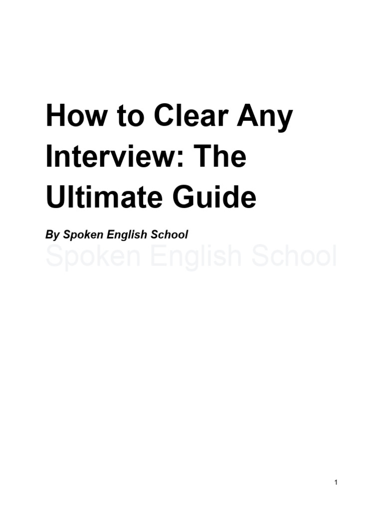 How To Clear Any Interview - The Ultimate Guide | PDF
