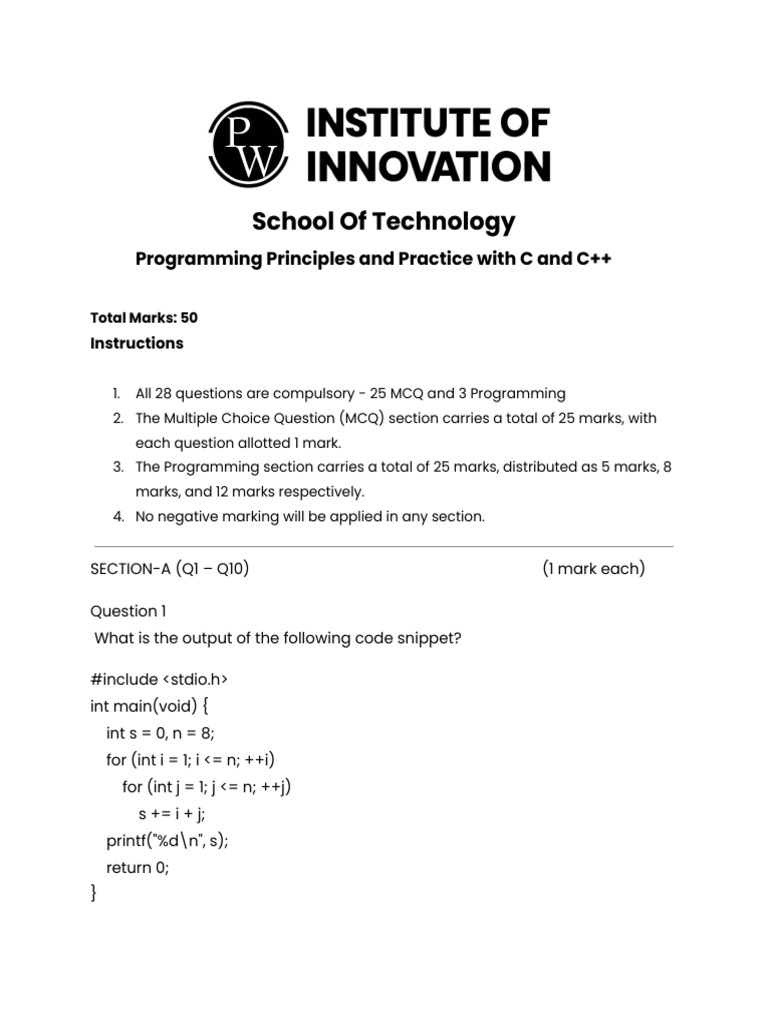 CPP Sample Paper Set | PDF | Software | Computer Programming