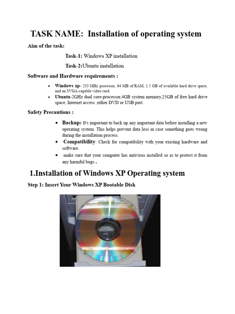 Windows XP & Ubuntu Installation Guide | PDF | Booting | Button (Computing)