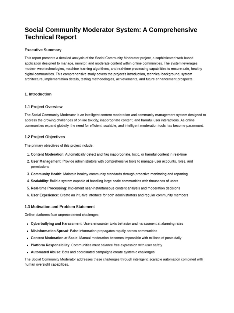 Social Community Moderator Report | PDF | Deep Learning | Databases