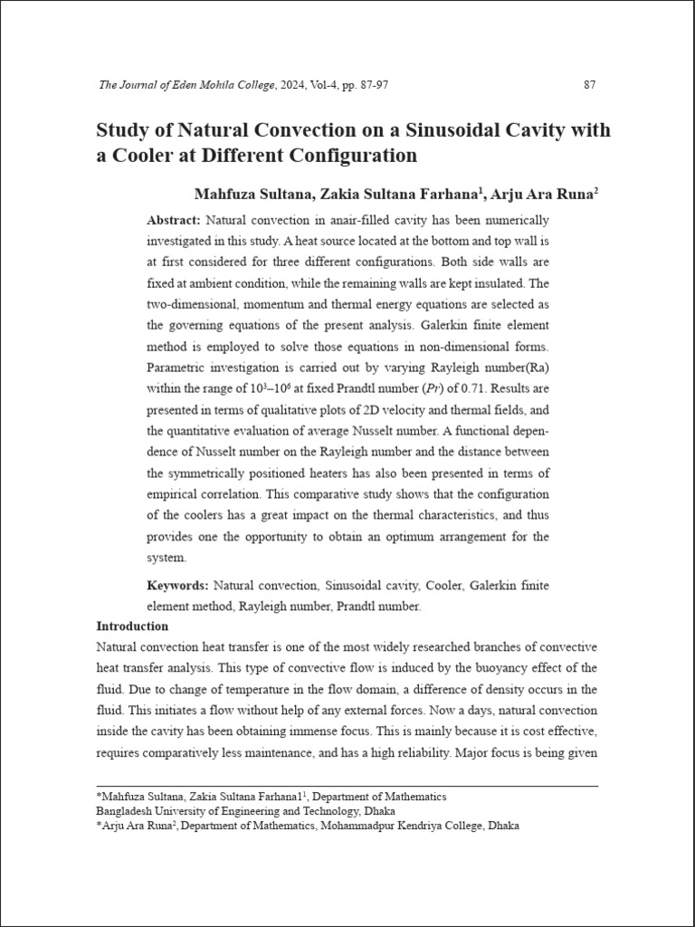 Mahfuza-Sultana-Zakia-Sultana-Farhana-Arju-Ara-Runa | PDF | Convection | Finite Element Method