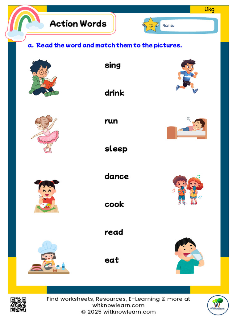 Action Words Worksheets for Kids | PDF