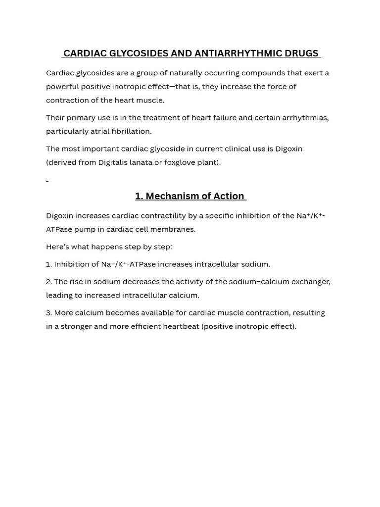 Cardiac Glycosides & Antiarrhythmic Drugs | PDF | Cardiac ...