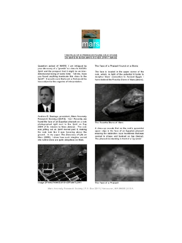 2009-09-12 MARS Andrew D Basiago The Face of A Pharaoh Found On A Stone ...