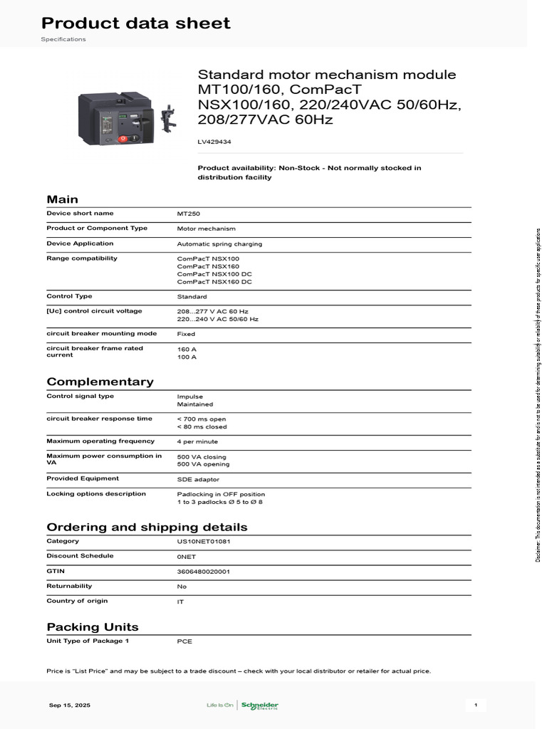 Schneider Electric ComPact-NSX-630 LV429434 | PDF | Alternating Current | Direct Current
