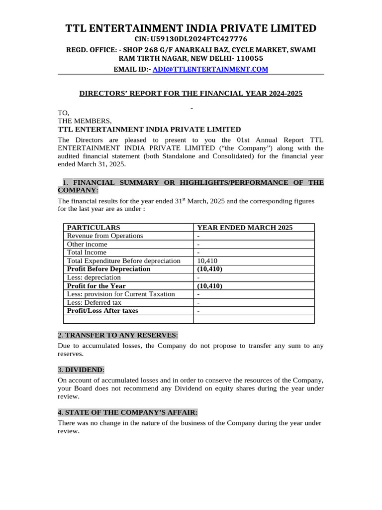 Directors Report 2024-25 | PDF | Audit | Corporate Social Responsibility