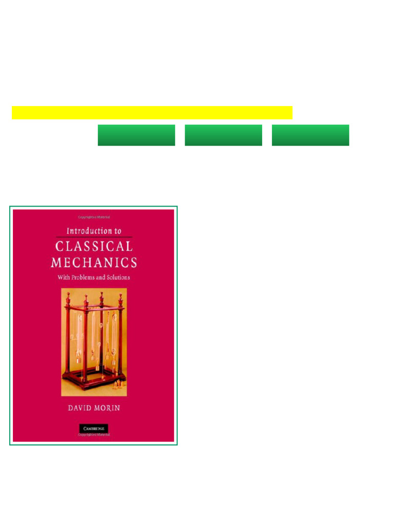 Introduction to Classical Mechanics With Problems and Solutions 1st Edition David Morin full ...