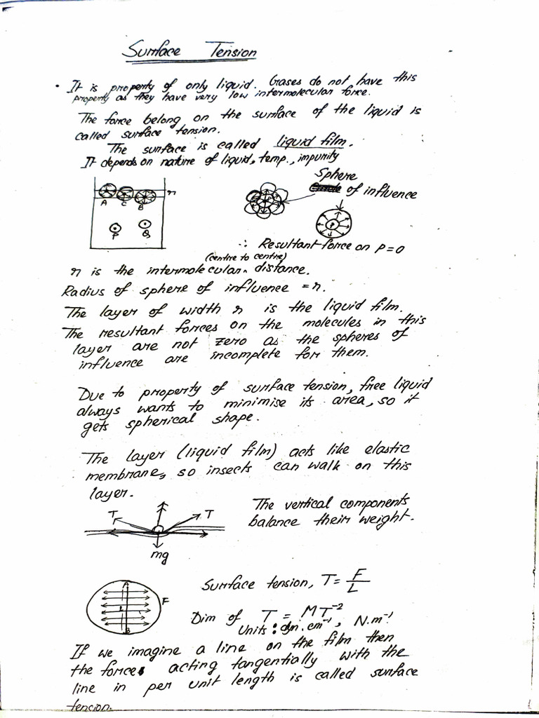 Surface Tension 1st Part | PDF