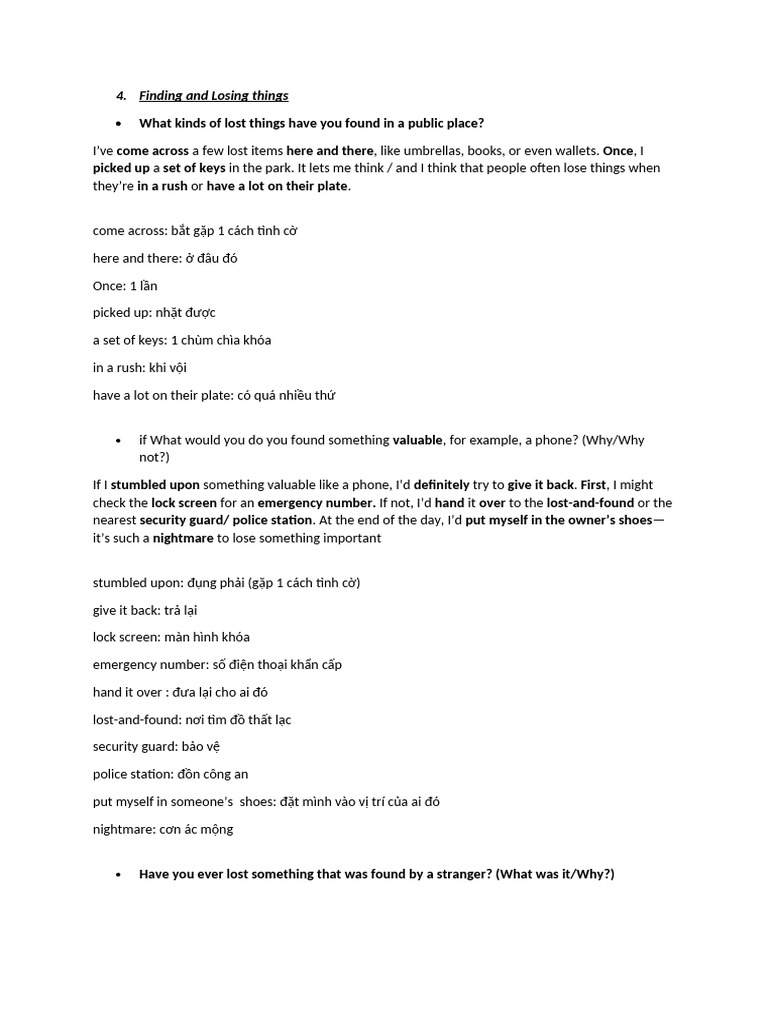 Finding and Losing Things | PDF