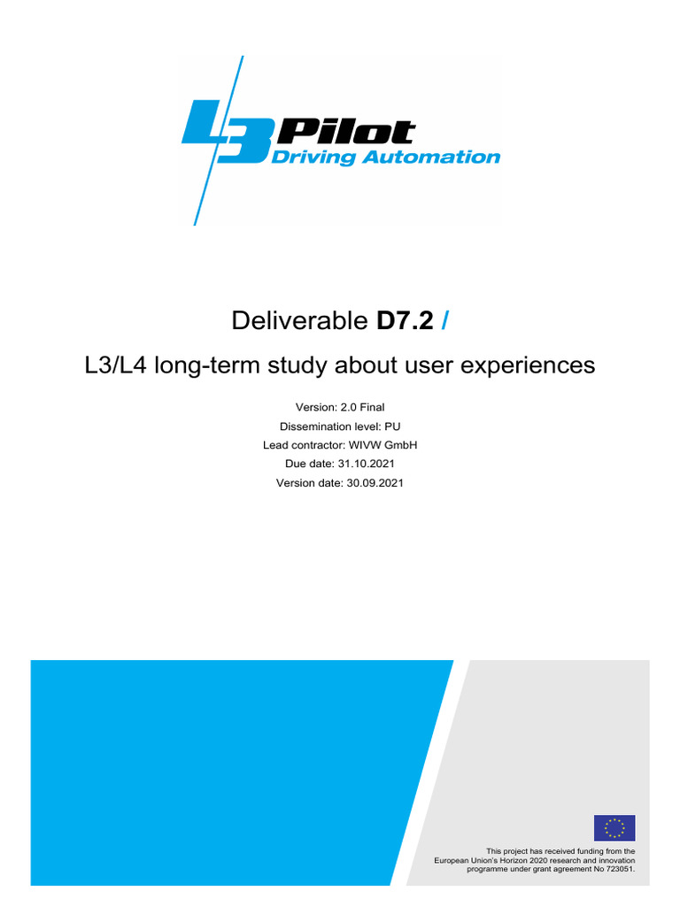 L3Pilot-SP7-D7.2-L3-L4 Long-Term Study About User Experiences V2.0-For ...