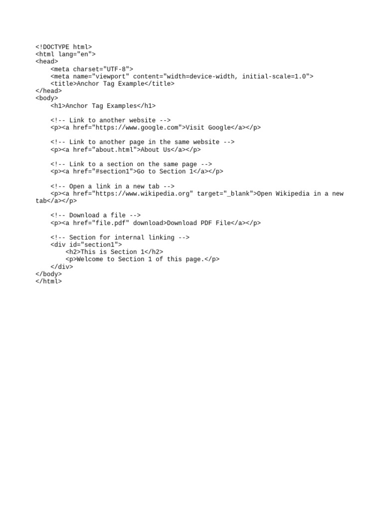 Anchor Tag Example | PDF