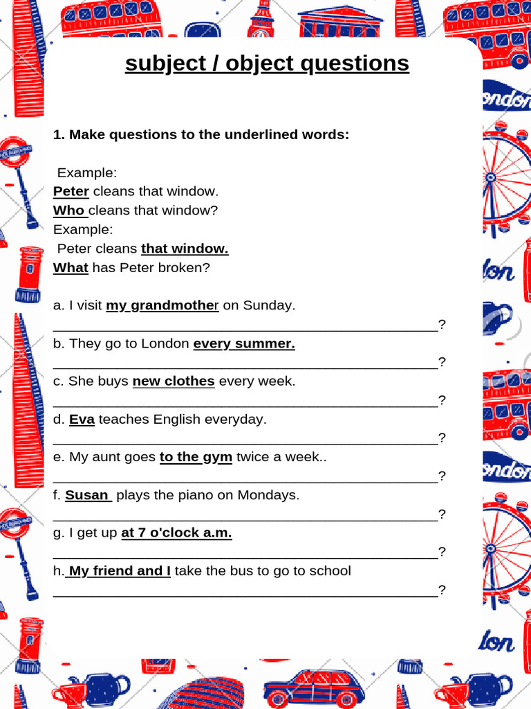 Subject/Object Question Formation Guide | PDF