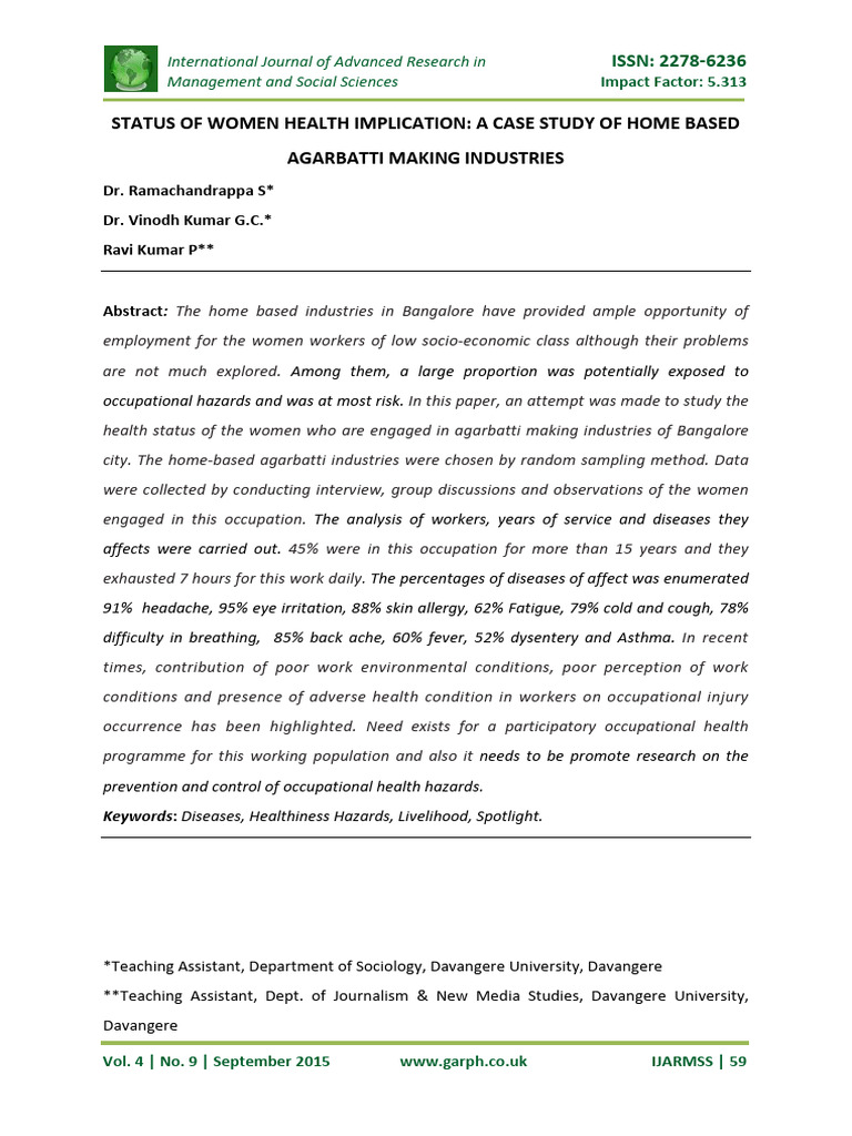 Status of Women Health Implication a Case Study of Home 4qjw82rvl6 ...