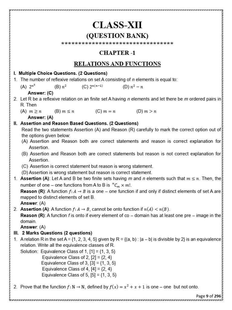 Question Bank Practice | PDF | Function (Mathematics) | Functions And ...