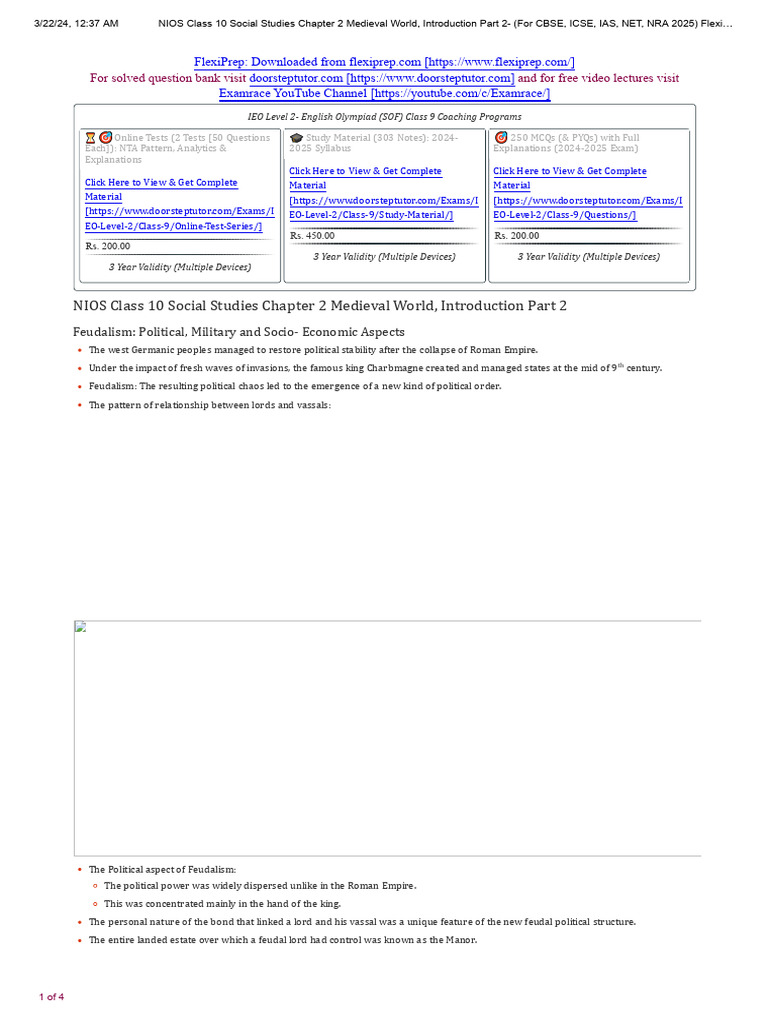NIOS Class 10 Social Studies Chapter 2 Medieval World Part 2 | PDF ...