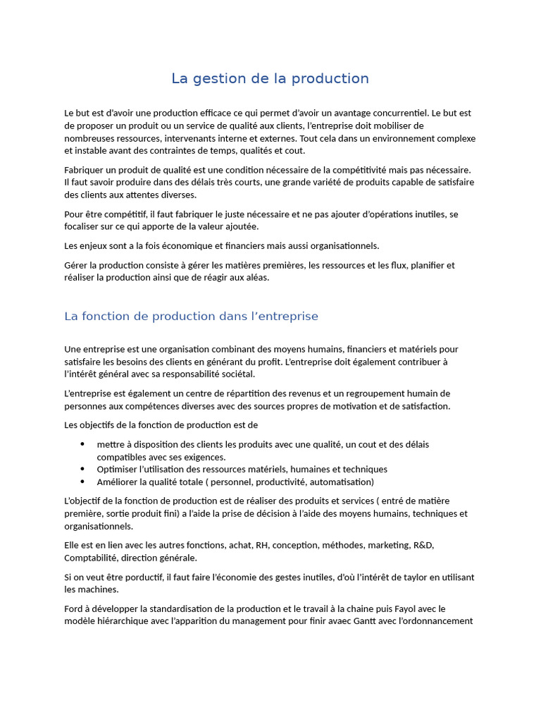 Gestion de la Production Efficace | PDF | Business | Commercialisation