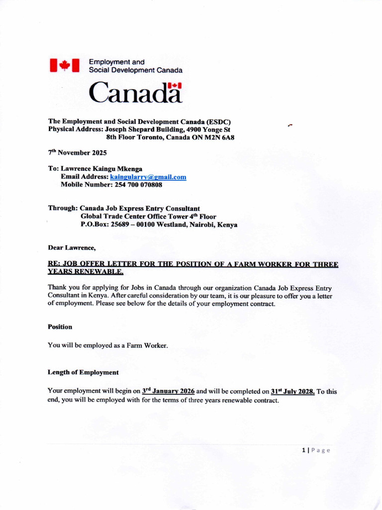 Job Offer Letter | PDF