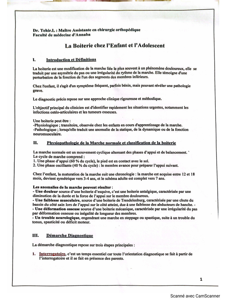 Boiterie Chez L'enfant Et Adolescent DR Tehir | PDF