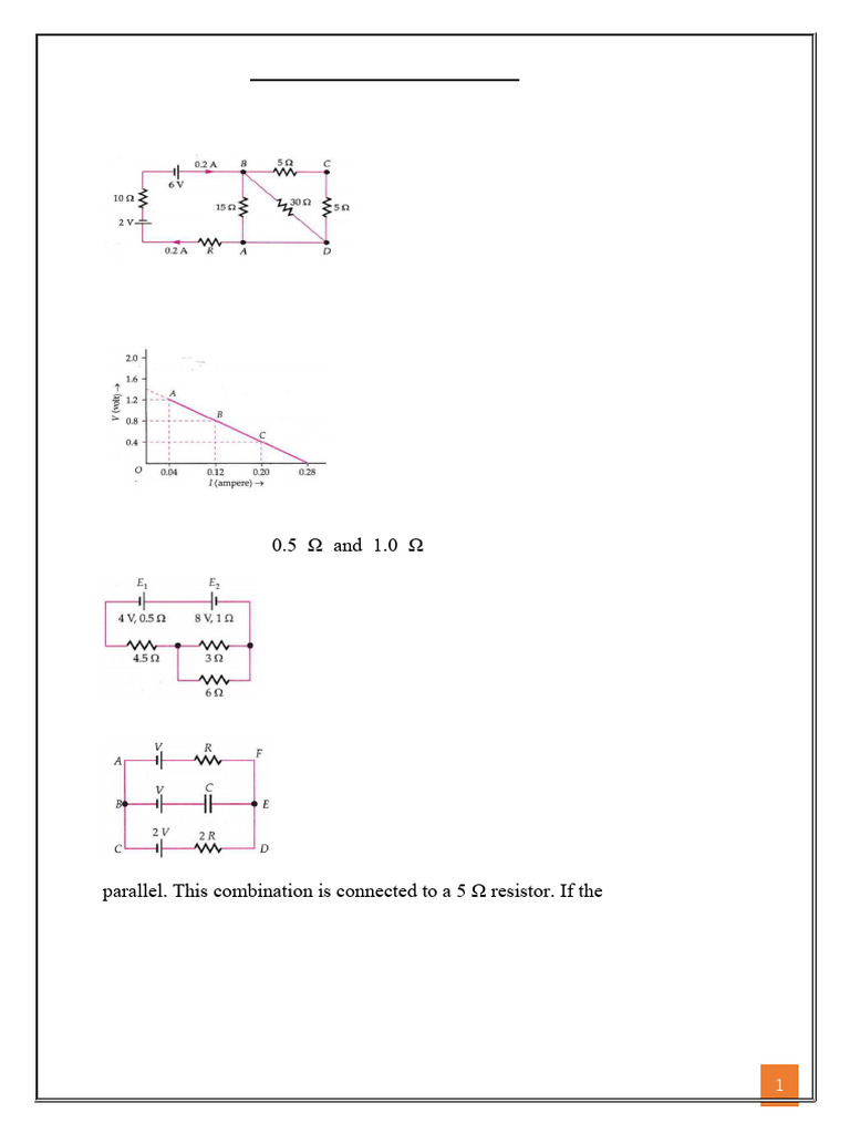Current and Circuit Analysis Worksheet | PDF | Electric Current | Voltage