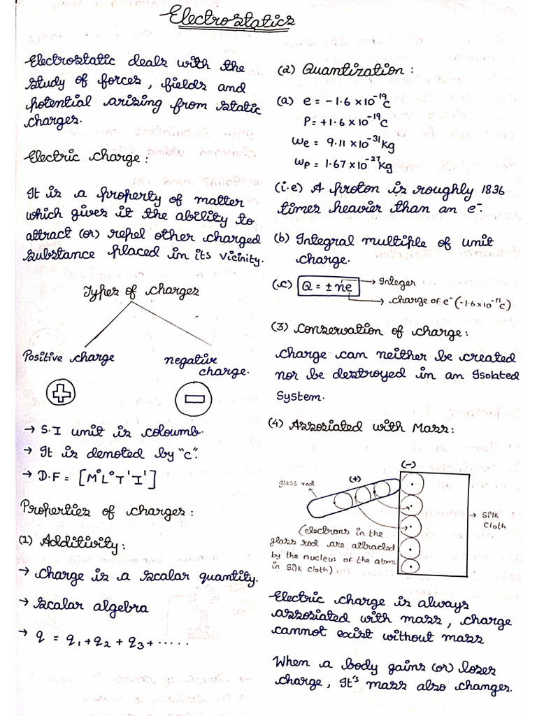 Electrostatics Vedantu Notes-1 | PDF