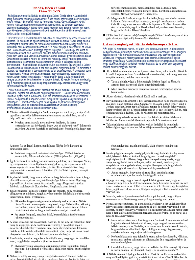 1sam 11,1-15-Nahas, Isten Es Saul | PDF