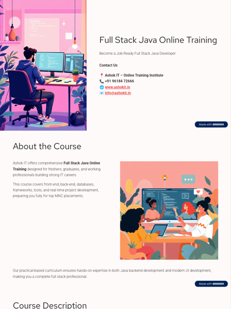 Full Stack Java Online Training - Ashok IT | PDF | Java (Programming Language) | Databases