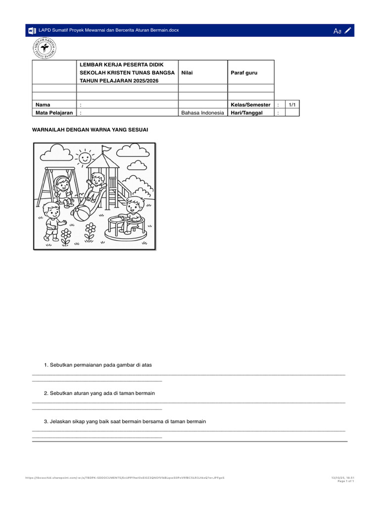 Aturan dan Sikap Bermain di Taman | PDF