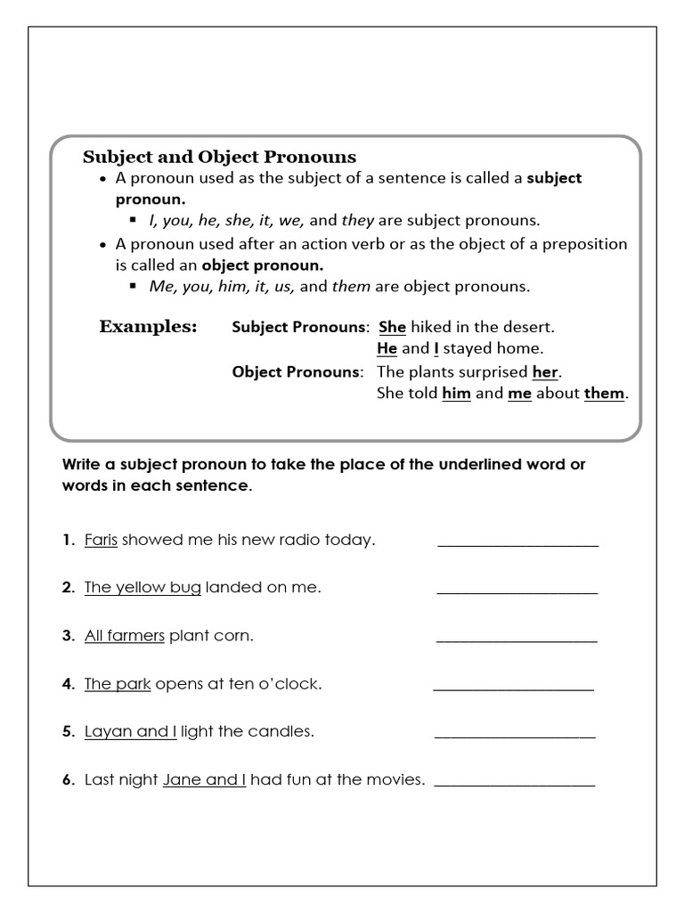 Subject Object Pronoun | PDF